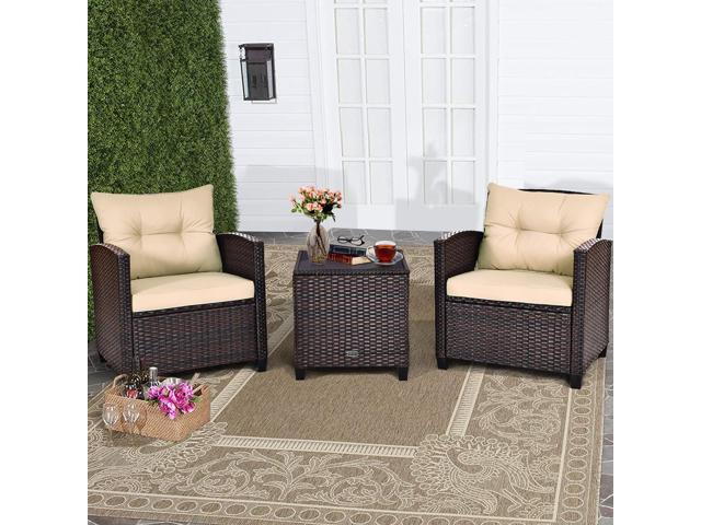 Click here for Costway 3PCS Patio Rattan Furniture Set Cushioned... prices