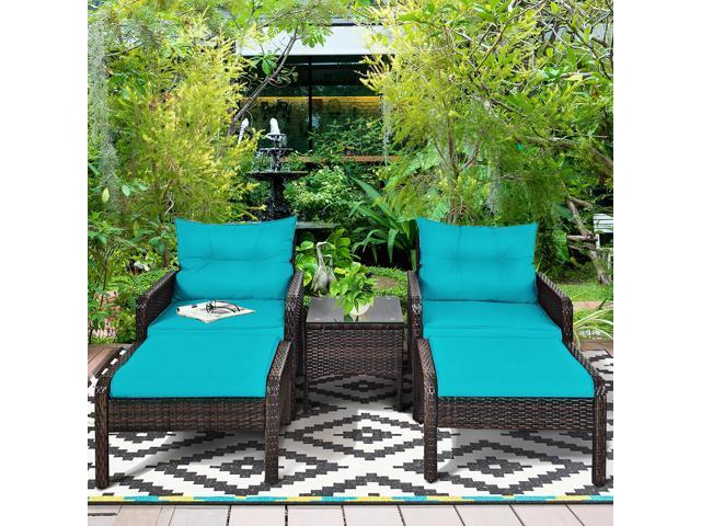 Click here for 5 PCS Patio Rattan Furniture Set Sofa Ottoman Tabl... prices
