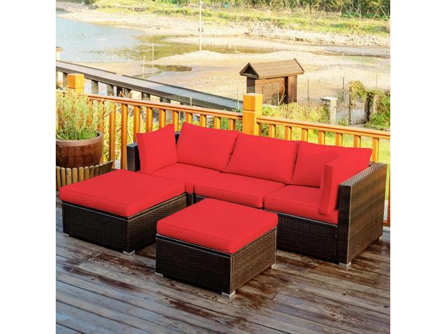 Click here for Costway 5PCS Patio Rattan Furniture Set Sectional... prices