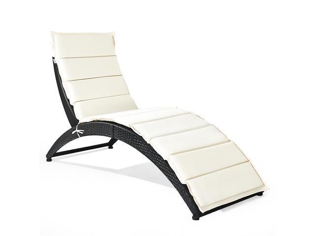 Click here for Costway Folding Patio Rattan Lounge Chair Chaise C... prices