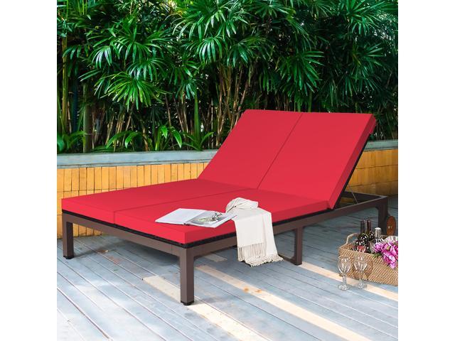 Click here for Costway 2-Person Patio Rattan Lounge chair Chaise... prices