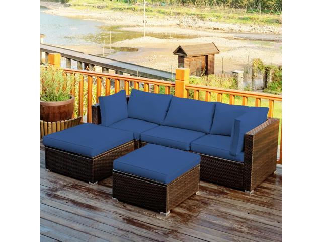 Click here for Costway 5PCS Patio Rattan Furniture Set Sectional... prices