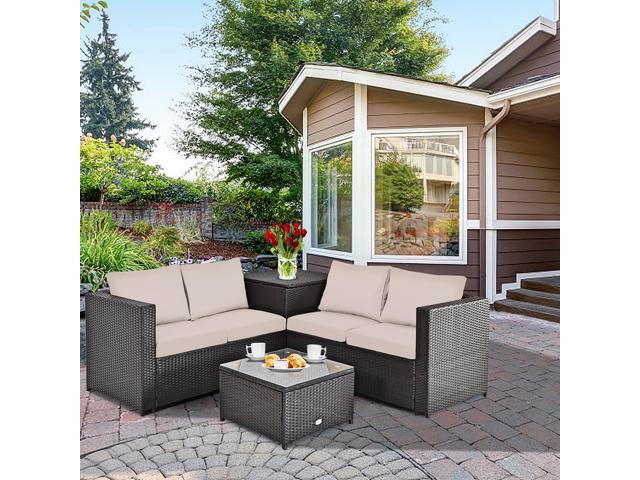 Click here for Costway 4PCS Outdoor Patio Rattan Furniture Set Cu... prices