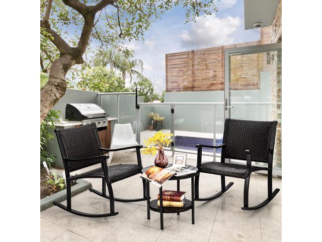 Click here for Costway 3PCS Patio Rattan Rocking Chair Bistro Set... prices