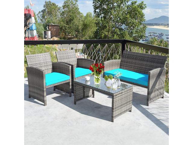 Click here for Costway 4PCS Patio Rattan Furniture Set Conversati... prices