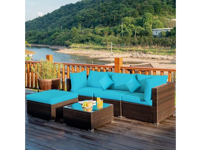 Click here for Costway 5PCS Outdoor Patio Rattan Furniture Set Se... prices