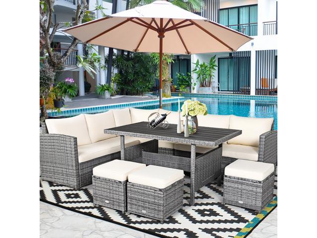 Click here for Costway 7 PCS Patio Rattan Dining Set Sectional So... prices