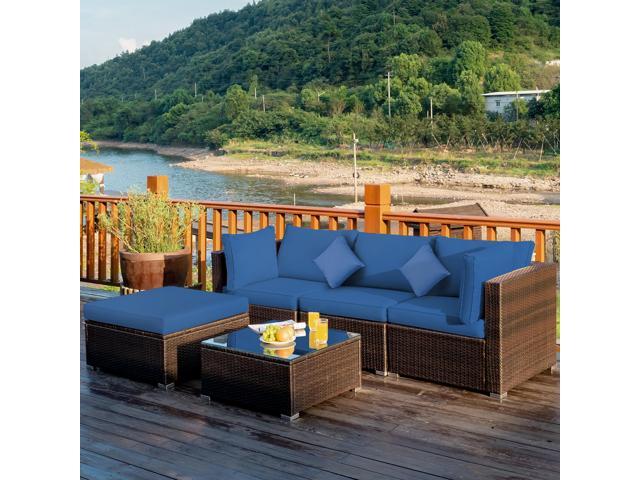 Click here for Costway 5PCS Outdoor Patio Rattan Furniture Set Se... prices