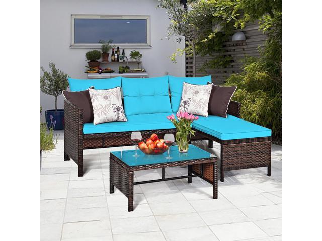 Click here for Costway 3PCS Patio Wicker Rattan Sofa Set Outdoor... prices