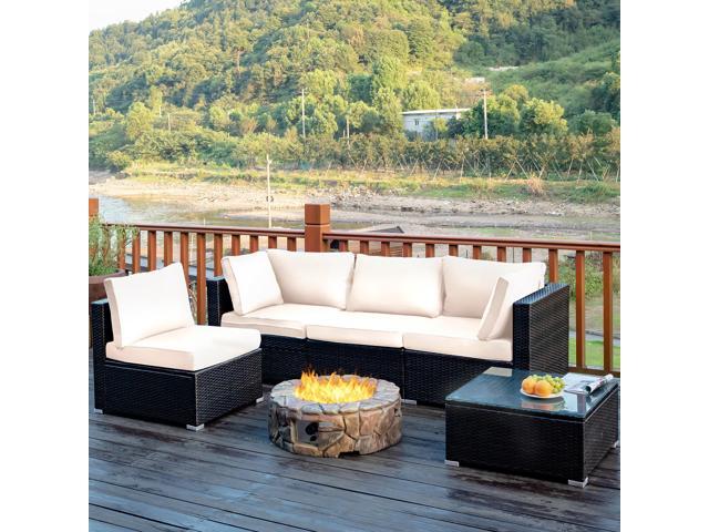 Click here for Costway 5PCS Patio Rattan Furniture Set Cushioned... prices