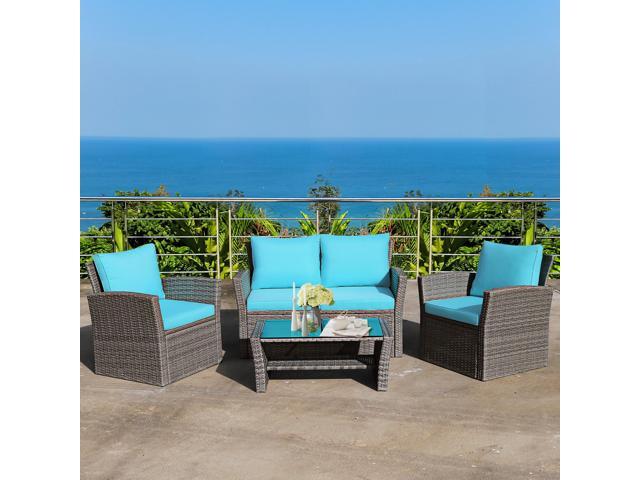 Click here for Costway 4PCS Patio Rattan Furniture Set Sofa Table... prices