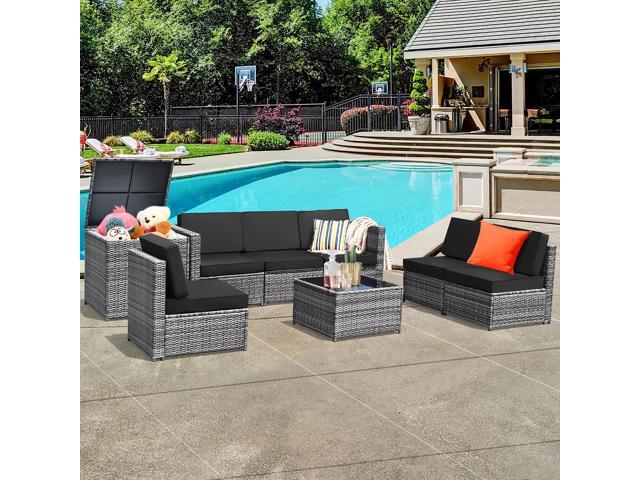 Click here for Costway 8 PCS Wicker Sofa Rattan Sectional Furnitu... prices