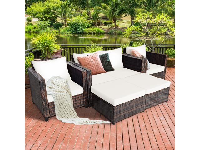Click here for Costway 5PCS Patio Rattan Furniture Set Loveseat S... prices