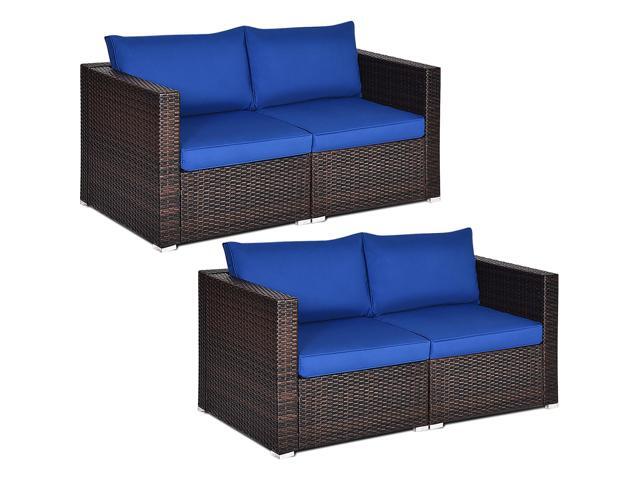 Click here for Costway 4PCS Patio Rattan Corner Sofa Sectional Fu... prices