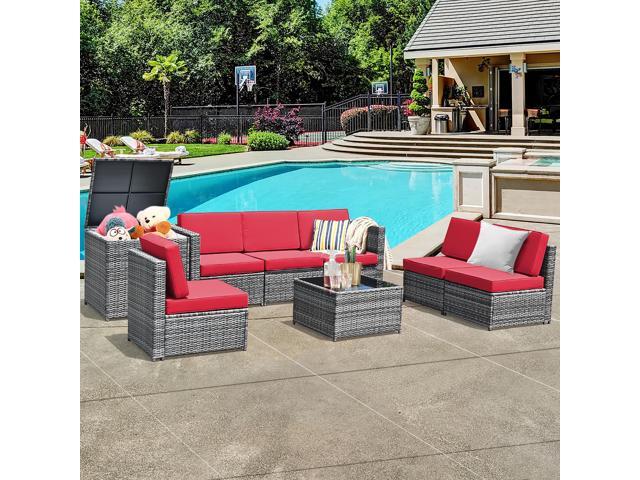 Click here for Costway 8 PCS Wicker Sofa Rattan Furniture Set Pat... prices