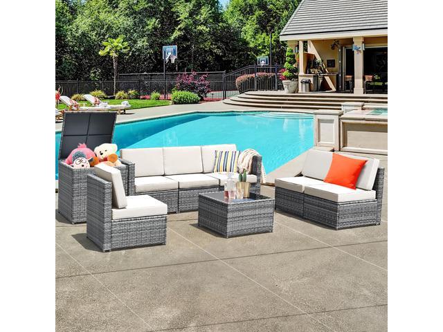 Click here for Costway 8 PCS Wicker Sofa Rattan Furniture Set Pat... prices