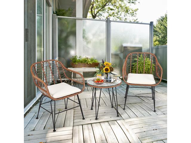 Click here for Costway 3PCS Patio Rattan Bistro Set Coffee Table... prices