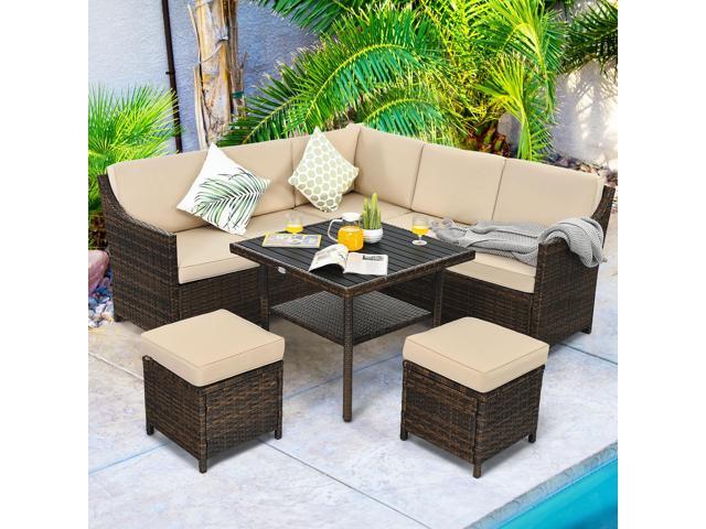 Click here for Costway 6PCS Patio Rattan Dining Sofa Furniture Se... prices