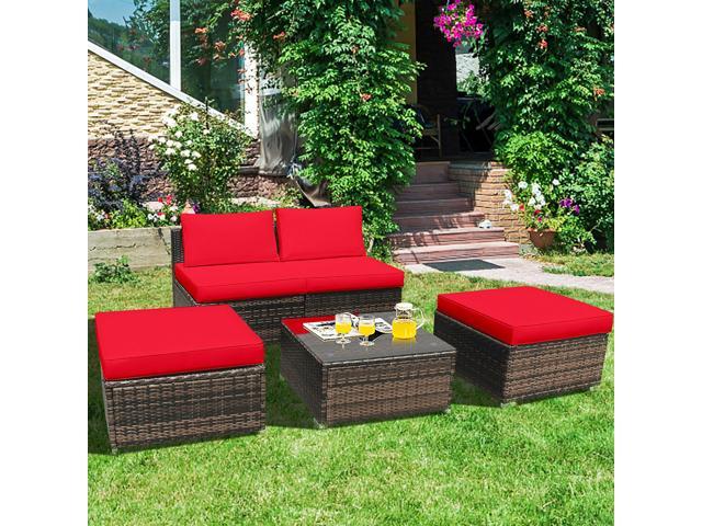 Click here for Costway 5PCS Patio Rattan Wicker Furniture Set Arm... prices