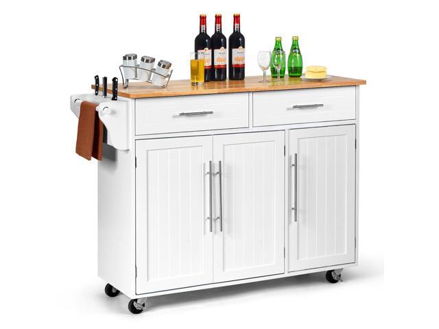 Click here for Costway Kitchen Island Trolley Cart Wood Top Rolli... prices