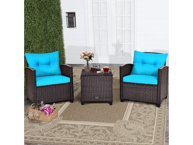 Click here for Costway 3PCS Patio Rattan Furniture Set Cushioned... prices