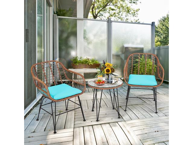 Click here for Costway 3PCS Patio Rattan Bistro Set Table Armchai... prices
