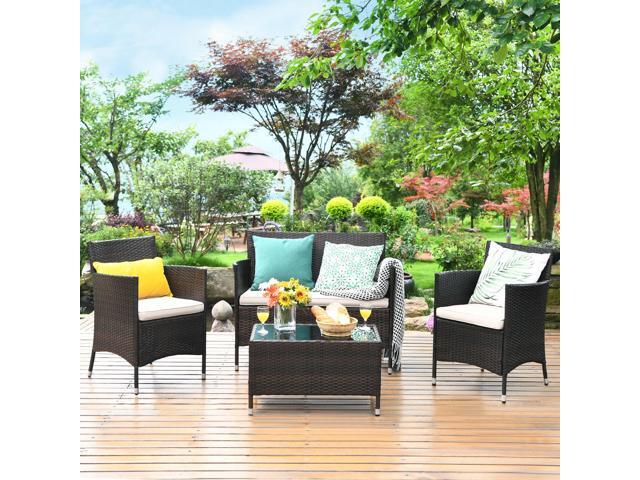 Click here for Costway 4PCS Rattan Patio Furniture Set Sofa Chair... prices