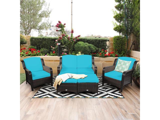 Click here for Costway 5PCS Patio Rattan Furniture Set Loveseat S... prices