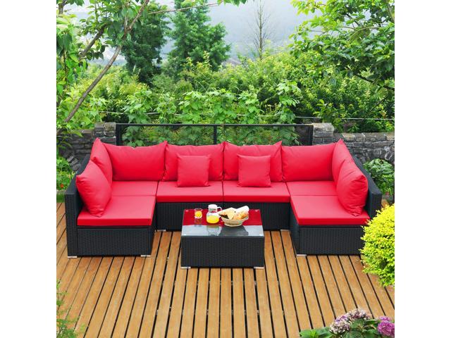 Click here for Costway 7PCS Patio Wicker Sofa Set Sectional Conve... prices