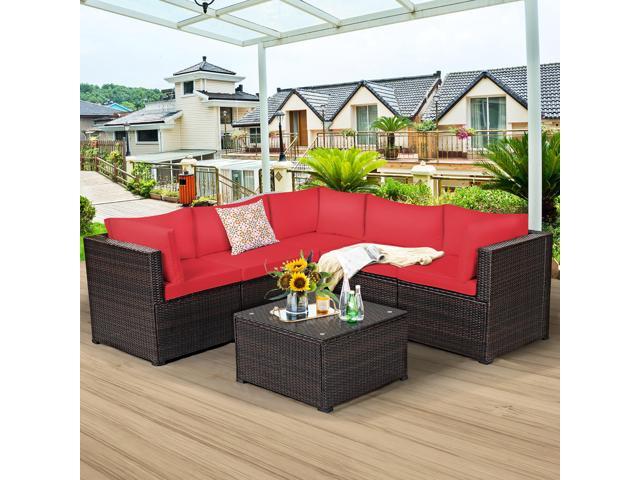 Click here for Costway 6PCS Patio Rattan Furniture Set Sectional... prices
