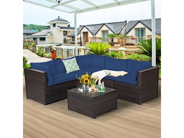 Click here for Costway 6PCS Patio Rattan Furniture Set Sectional... prices