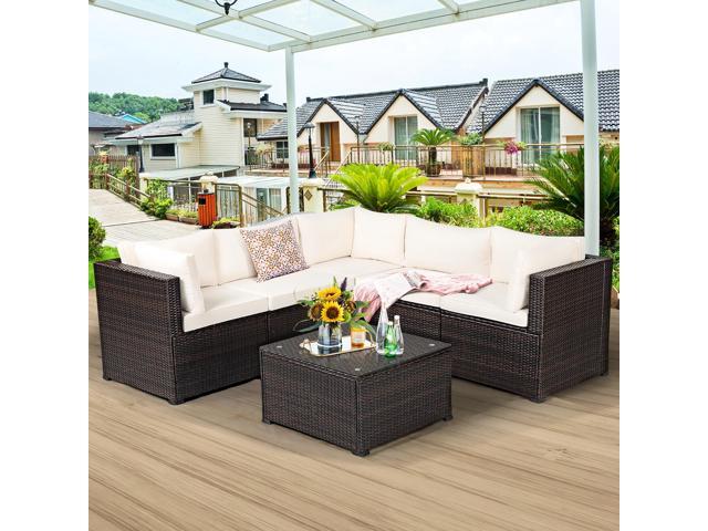 Click here for Costway 6PCS Patio Rattan Furniture Set Sectional... prices