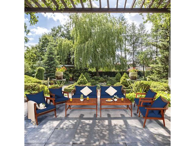 Click here for Costway 8PCS Patio Rattan Furniture Set Acacia Woo... prices