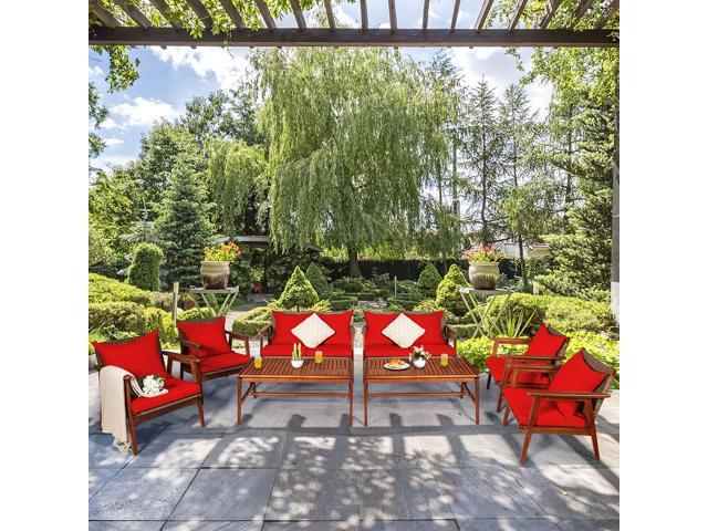 Click here for Costway 8PCS Patio Rattan Furniture Set Acacia Woo... prices