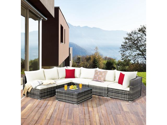 Click here for Costway 7PCS Patio Rattan Furniture Set Sectional... prices