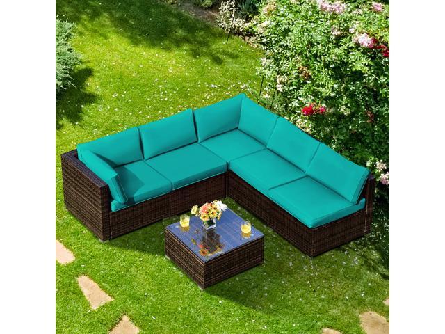 Click here for Costway 6PCS Patio Rattan Furniture Set Cushioned... prices