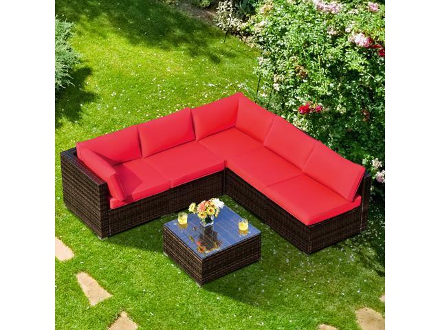 Click here for Costway 6PCS Patio Rattan Furniture Set Cushioned... prices