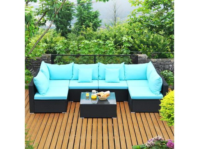 Click here for Costway 7PCS Patio Wicker Sofa Set Sectional Conve... prices