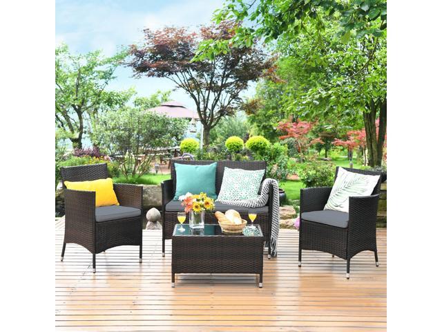 Click here for Costway 4PCS Outdoor Patio Rattan Furniture Set Ta... prices