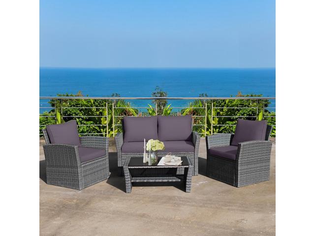 Click here for Costway 4PCS Patio Rattan Furniture Set Sofa Table... prices