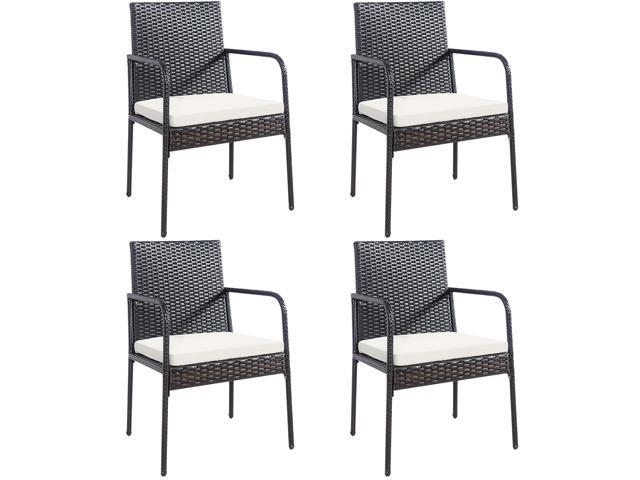 Click here for Costway 4PCS Patio Wicker Rattan Dining Chairs Cus... prices
