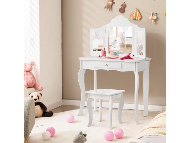 Click here for Costway Vanity Table Set Makeup Dressing Table Kid... prices
