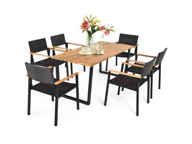 Click here for Costway 7PCS Patio Rattan Patented Dining Chair Ta... prices