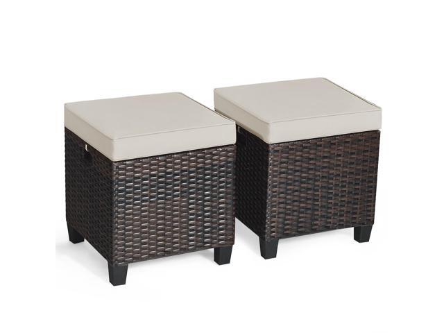 Click here for Costway 2PCS Patio Rattan Ottoman Cushioned Seat F... prices