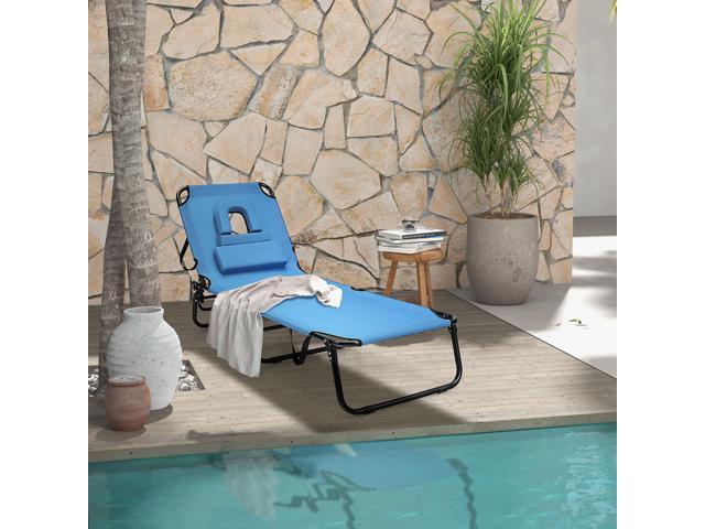 Click here for Costway Beach Chaise Lounge Chair with Face Hole P... prices