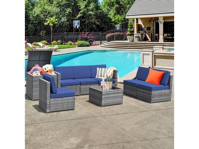 Click here for Costway 8 PCS Wicker Sofa Rattan Furniture Set Pat... prices