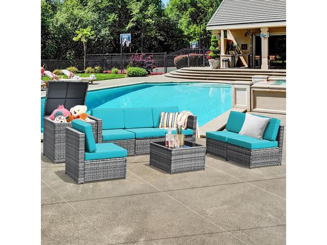 Click here for Costway 8 PCS Wicker Sofa Rattan Furniture Set Pat... prices