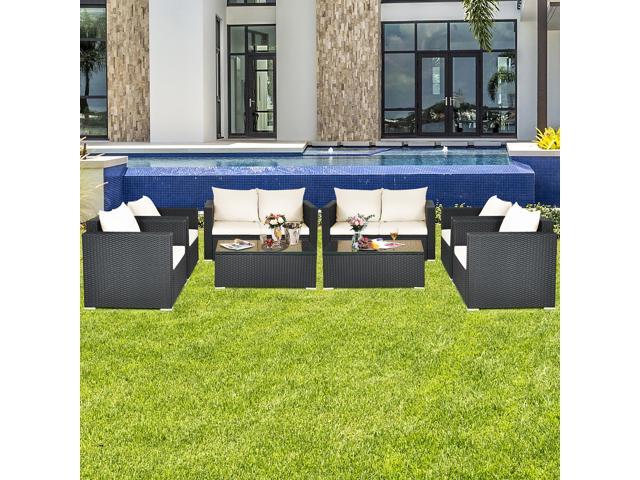 Click here for Costway 8PCS Patio Rattan Furniture Set White prices