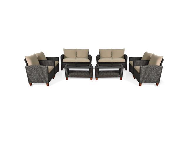 Click here for Costway 8PCS Patio Rattan Furniture Set Solid Wood... prices