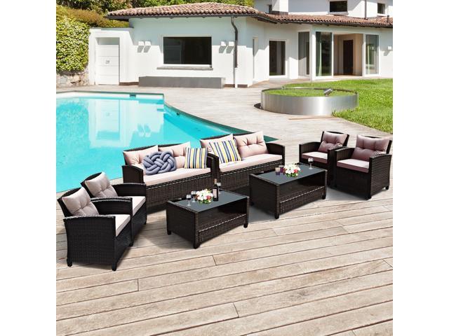 Click here for Costway 8PCS Outdoor Rattan Furniture Set Cushione... prices